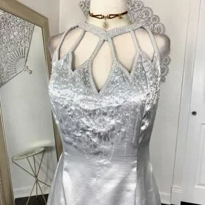 Amber Nicole | Dresses | Amber Nicole Ethereal Beaded Silver High Neck ...